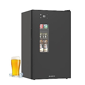JINJUNYE Beverage Refrigerator and Cooler, 115 Can Beverage Fridge, Cools to 21°F, Mini Fridge Freestanding Beverage for Beverage, Beer Wine, Juice, for Bedroom Bar Office 3 Cu.ft