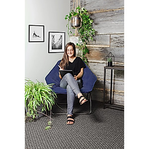 Zenithen Indoor Foldable Portable Plush Hexagon Folding Dish Chair, Perfect for Bedrooms, Dorm Rooms, and Living Rooms, Use for Reading, Studying, Gaming, Navy Blue (Pack of 2)