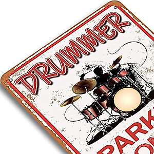 Drummer Parking Only Sign Drummer Gifts For Men Funny Metal Signs Drummer Kit Wall Decoration Boy Room Decor Band Decor Restaurant Cafe Pub Garage Poster Drummer Man Cave Decor 8 X 12 Inch
