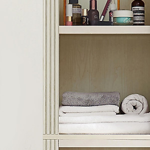 JAHRSTIM 5-Shelf Narrow Bookcase, 72 in Tall Skinny Bookshelf, Small Bookshelf Floor Standing Display Storage Shelves Home Decor Furniture for Home Office, Living Room, Bed Room, Cream