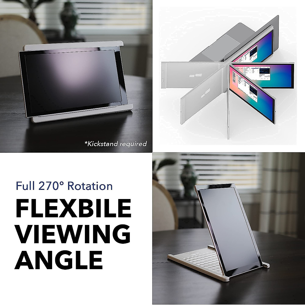 Duex Portable Monitor -Mobile Pixels Lite Laptop Monitor with 12.5" Full HD 1920x1080p IPS Display,USBC Monitor Extender,Plug and Play,Any Laptops Compatible (1x Grey and 1x White)