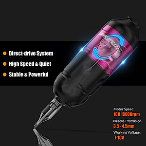 Padieoe Tattoo Gun Kit Tattoo Machine Kit Rotary Tattoo Kit Wireless Tattoo Gun Kit Cordless Tattoo Pen Tattoo Supplies for Tattoo Artist with 20Pcs Tattoo Cartridge Needle WTK097