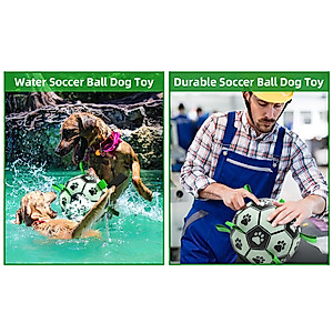 QDAN Glow in The Dark Dog Toys Soccer Ball with Straps, Interactive Dog Toys Puppy Birthday Gifts, Dog Tug Water Toy, Indoor/Outdoor Light Up Dog Balls for Small & Medium Dogs（8 Inch Size 3）