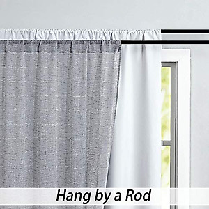 White Full Blackout Window Curtain Liner Rod Pocket Bedroom Hang with 10 Hooks Microfiber Thermal Coating Room Winter Cold Liner Window Treatment Sets 2 Panels (W48 x L81 x2 inches, White)