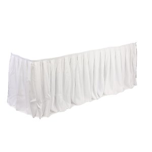 Displays2go 13.5-Feet Long Box Pleated Table Skirt, 162-Inch x 29-1/4-Inch, White (BXSKTWHT13)