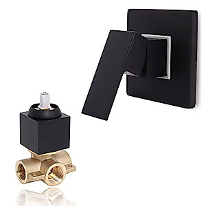 Shower Valves Wall Mount Copper Faucet Shower Rough-In Valve Bathroom Trim Kit Single Handle Tub Shower Valve Mixer, Matte Black