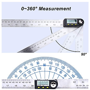 Yangoutool Digital Angle Ruler 20inches/500mm Stainless Steel Digital Angle Finder and Protractor Large Gauge Precision Measuring Tool for Woodworking Metalworking and Construction
