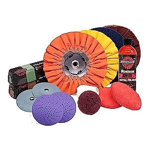 Renegade Products Big Rig & Semi Truck Metal Polishing Complete Kit with Buffing Wheels, Buffing Compound, Safety Flanges, Polishing Accessories and Rebel Red Liquid Metal Polish