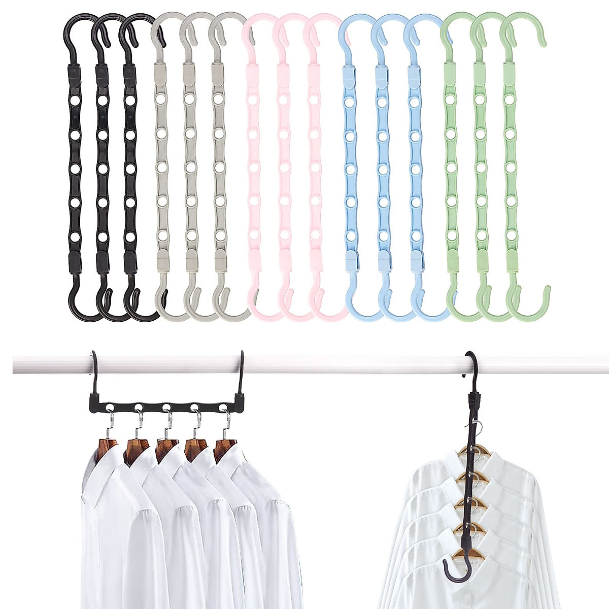 Closet Organizers and Storage 15 Pack Sturdy Space Saving Hangers for Clothes Dorm Room Essentials Smart Two Uses Hanging Closet Organization Hanger