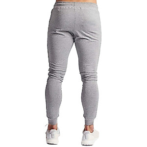 Wangdo Men's Joggers Sweatpants Gym Training Workout Pants Slim Fit with Zipper Pockets(Grey-XL)