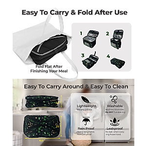 SUNNY BIRD Insulated Lunch Bag with Foldable and Leakproof Design, Thermally Insulated, Shoulder Strap for Women, Men and Teen (Black 002)