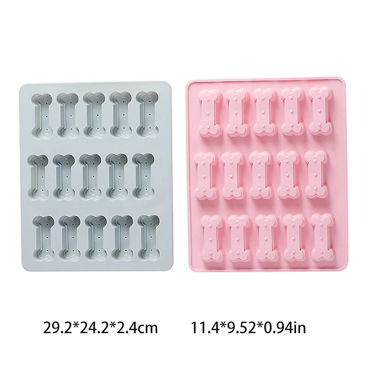 1 Pcs Dog Birthday Silicone Bone Shape Molds, 15-Cavity, Reusable Ice Candy Fudge Jelly Chocolate Cookies Trays DIY Baking Tools, Safe for Home Kitchen Party Supplies - Pink