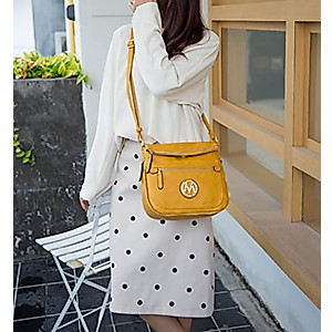 MKF Crossbody Bag for Women – PU Leather Expandable Messenger Purse – Designer Pocketbook Handbag Shoulder Strap