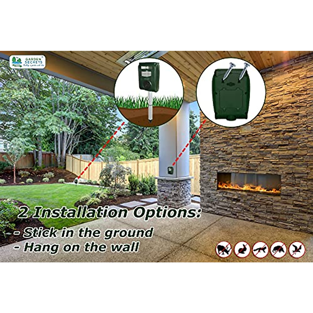 GARDEN SECRETS (2023 Version) Compact Solar Ultrasonic Animal Repellent. Skunk Raccoon Deer Coyote Cat Rat Mice etc Deterrent. Keep Pests Away from Your Property Within 2-4 Weeks. (Green, 3 Pack)