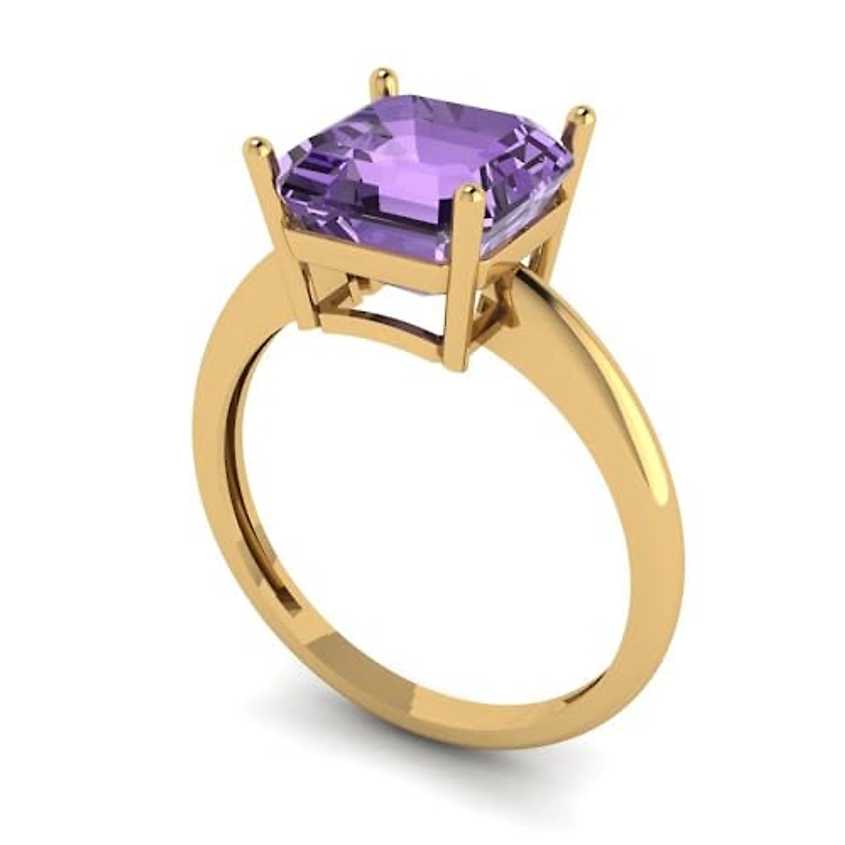 Clara Pucci 2.5 ct Asscher Cut Solitaire Simulated Alexandrite Engagement Bridal Promise Anniversary Ring 18K Yellow Gold Size 3.5