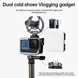 TELESIN Aluminum Case Metal Cage Protective Frame Housing for GoPro Hero 12 11 10 9 Black, Fits for Go Pro When ND CPL Lens Filter Max Lens Mount on, with Cold Shoe Connect to Video Light Microphone