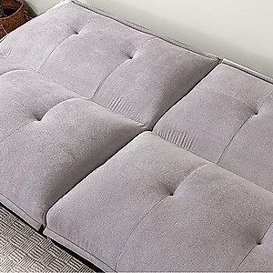 CH CHARME HOUSE Convertible Bed, Multi-Functional Design futon Couch with Adjustable Backrest, Modern Sleeper Sofa for Office, Living Room and Bedroom, Grey
