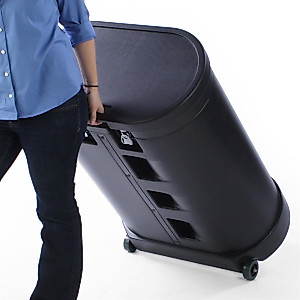 Displays2go Hard Carrying Case for Trade Show Accessories, Locking Top, Built in Wheels and Handle - 39” Tall (SCASE01)