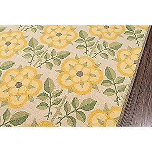 Momeni Rugs Newport Collection, 100% Wool Hand Tufted Loop Cut Contemporary Area Rug, 2' x 3', Yellow