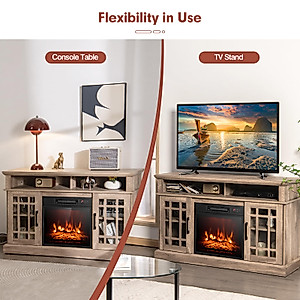Happygrill 48 inch Electric Fireplace TV Stand with Remote Control, TV Stand with Fireplace Heater, Multifunctional Console Table with Storage Cabinets