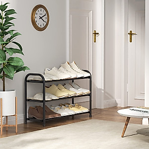 Nroech Shoe Rack, 3-Tier Expandable Shoe Rack Metal Free Standing Shoe Shelf Organizer Storage, Adjustable Shoe Racks for Closet Entryway(Black)