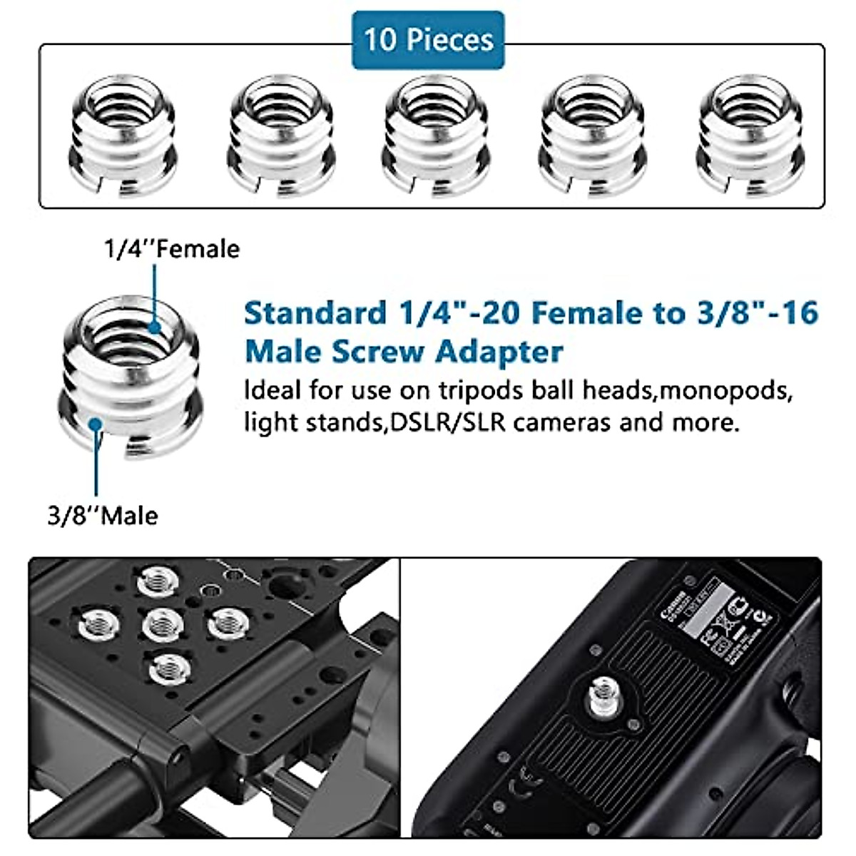Camera Tripod Adapter, ChromLives 26Pack Camera Screw Mount Set 1/4 to 1/4 Tripod Screw,1/4 to 3/8 Camera Mount Adapter,Hot Shoe Adapter,Tripod Mount Adapter Set for Tripod/Monopod/Quick Release Plate