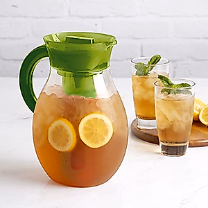 Primula The Big Iced Tea Maker and Infuser, Plastic Beverage Pitcher with Leak Proof, Airtight Lid, Fine Mesh Reusable Filter, Made without BPA, Dishwasher Safe, Green