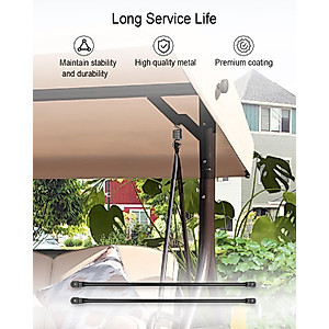 2 Pcs 100cm/39.4inch Garden Swing Replacement Rods for Hanging Swing Seat to Frame, Black Metal Round Rods