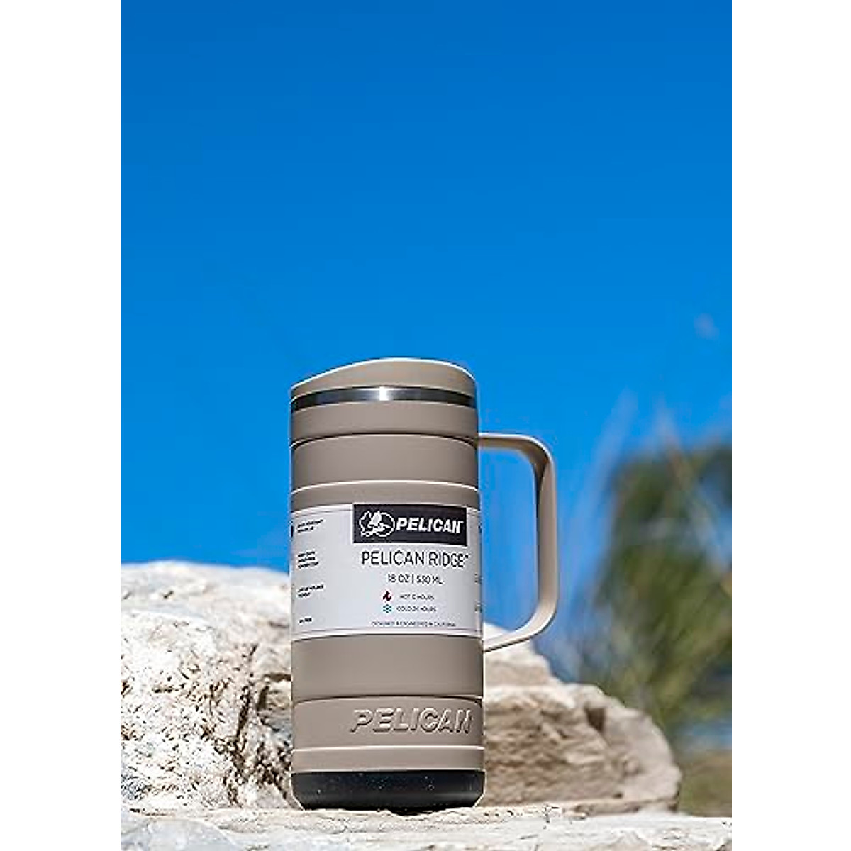 Pelican Hydration Pelican Ridge™ 18 oz Vacuum Insulated Tumbler - Recycled Stainless Steel Double Wall Travel with Dual Lid, Powder Coated Insulated Coffee Mug For Hot Cold Drinks, Bright White