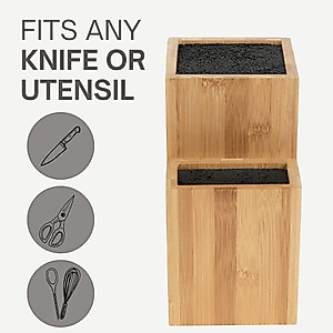 Mantello Knife Holder- Universal Knife Holder- Bamboo Wood Kitchen Knife Holder, Extra Large Knife Storage, Universal Knife Block