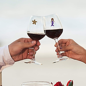 Simply Charmed Mermaid Magnetic Wine Charms and Glass Markers Set of 6 - Great Mermaid Gift for Women