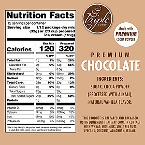 Triple Scoop Ice Cream Mix, Starter for use with Home Ice Cream Maker, Non-Gmo, No Artificial Colors or Flavors, Ready in Under 30 Mins (1, Chocolate)