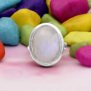 Shine Jewel 18 * 14 MM Oval Cab Bezal Set Rainbow Moonstone Solitaire Wedding Ring (12)