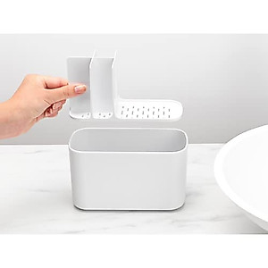 Brabantia Renew Bathroom Caddy (White) - Compartments for Toothbrushes, Toothpaste, Soap etc - Nonslip Base and Drainage Holes