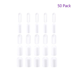 DMiotech 50 Pack 1/8" 3/16" 1/4" 5/16" 3/8" ID White Screw Thread Protectors Rubber End Caps Bolt Covers for Screw Bolt Furniture Pipe