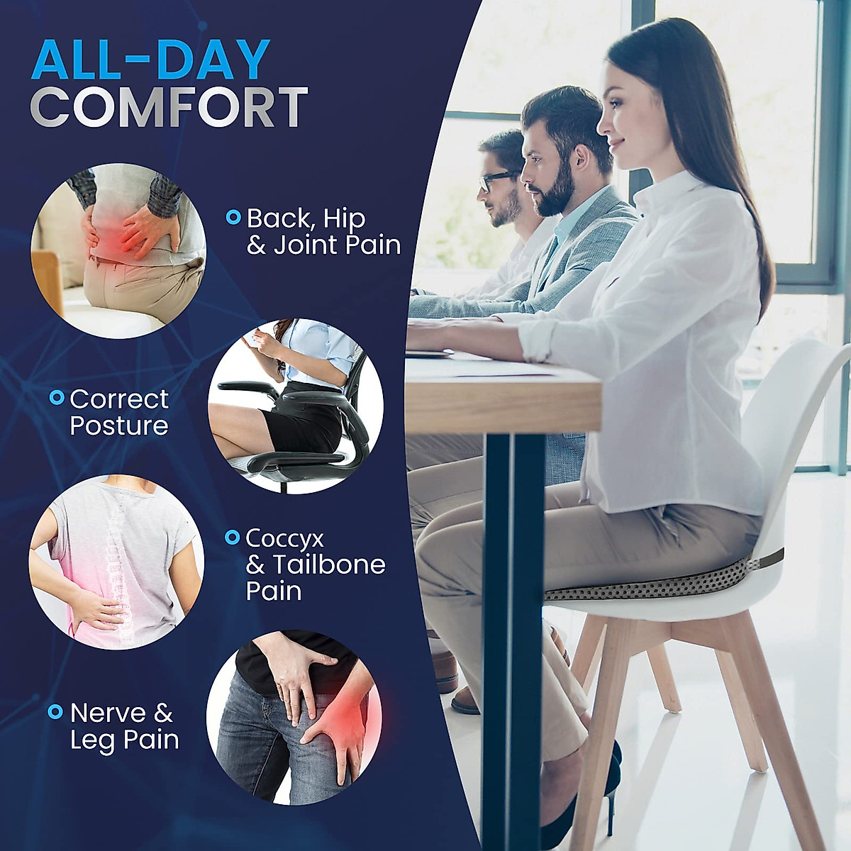 GSPSCN Car Seat Cushion Memory Foam,Heightening Wedge Chair Pad for Short People Driving,Butt Pillow Pad for Coccyx,Tailbone,Lower Back Pain Relief in Car Seat,Office,Computer Desk Chair