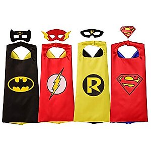 Rubies Super Hero Cape Set AMAZON EXCLUSIVE Officially licensed DC Comics Assortment 4 Capes, 3 Masks, and 1 Chest Piece, One Size