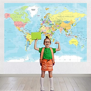 CORFOTO 10x8ft World Map Backdrop Adventure Begins Travel Boys Baby Shower Party Decorations Map Backdrops Around World Adventure Birthday Bridal Shower Photography Background Photobooth Props