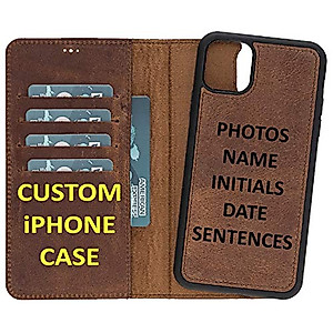 Custom compatible with iPhone 12 Pro Wallet Case Magnetic Detachable, Genuine Leather, 12, 12 Pro, 12 Pro MAX, 12 Mini, compatible with iPhone 11, 11 Pro, 11 Pro MAX, Handmade Genuine Leather