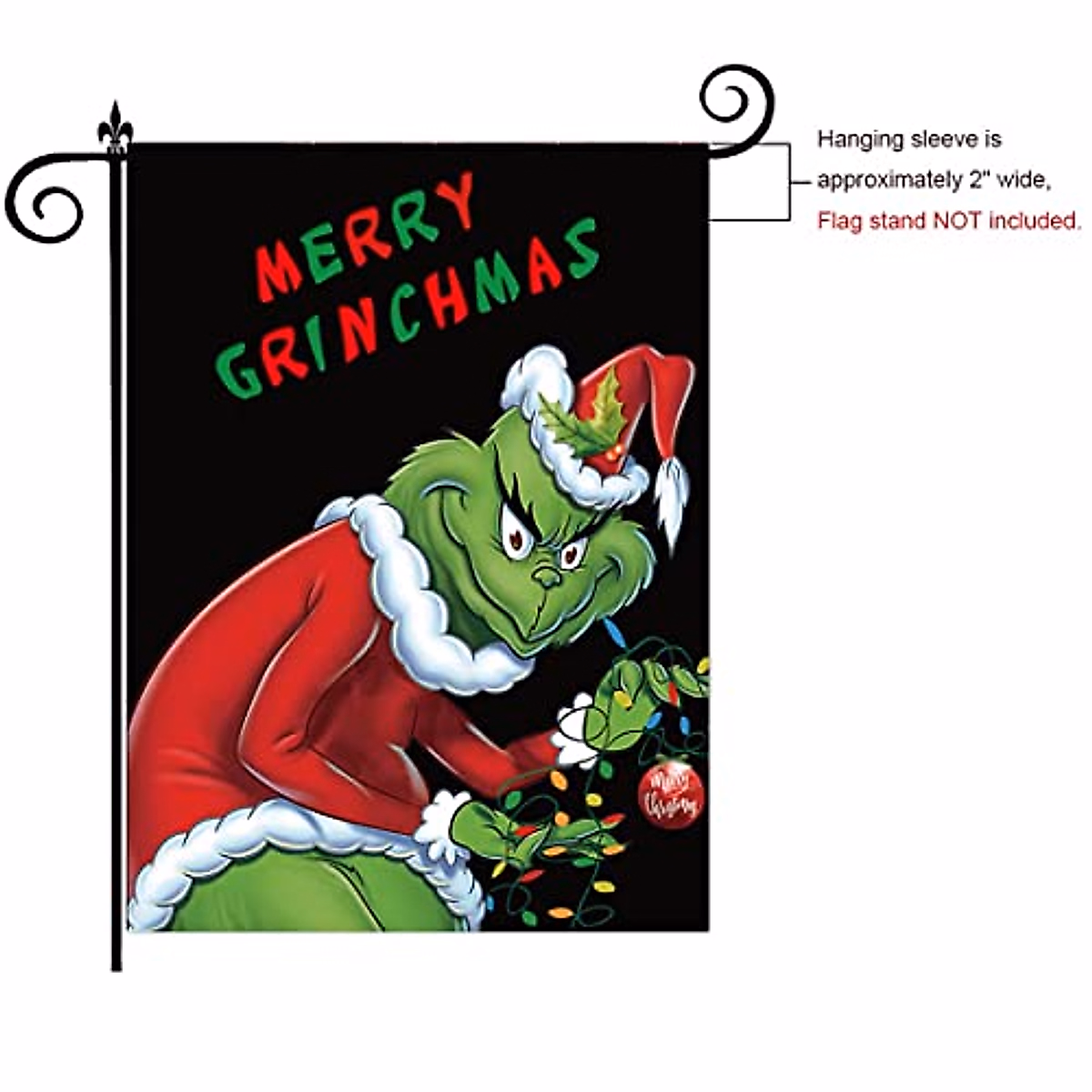 WLWLG Merry Grinchmas Garden Flag for Christmas Indoor & Outdoor Decoration 12''x17'' Double-Sided Vertical Burlap Garden Flag i, GF003