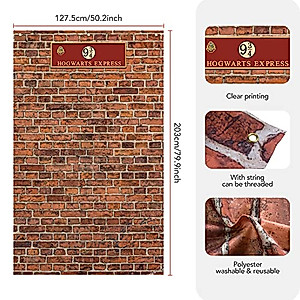 Brick Wall Backdrop Platform 9 and 3/4 King's Cross Station, Party Backdrop Door Curtains for Halloween Party, Christmas, Birthday Gifts, Outdoor and Indoor Photo Props Brick Wall Decoration, Yellow