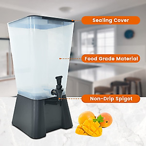 EASYROSE Beverage Dispenser 5 Gallon Drink Dispenser with Spigot, Juice Dispensers for Parties, Black Base
