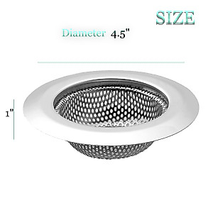 Kitchen Sink Strainer for Kitchen Sinks with 2pcs Kitchen Sink Strainer Trash Bag,Homty Sink Drain Strainer Stainless Steel 2 Pack for Kitchen Sink Drain Sink Stopper Drain Stopper, 4.5" Diameter
