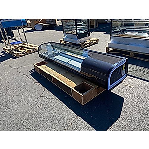 Refrigerated Sushi Display Cooler Case Countertop Black Color 5 Pan Commercial Refrigerator ; LED Lighting; 72" Wide NSF ETL -RTS-132B