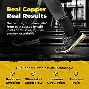 CopperJoint Arch Support for Plantar Fasciitis Relief - Ankle Compression Sleeve for Foot Pain Relief and Achilles Tendon Support - Breathable Copper Infused Nylon (Medium)
