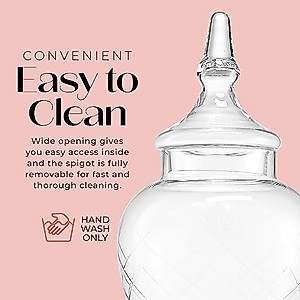 Fifth Avenue Crystal Beverage Dispenser for Countertop - 1 Gallon Large Glass Drink Dispenser w/Spigot & Lid - Party Drink Dispenser for Sweet Tea Lemonade Punch Water, Juice Dispensers for Parties