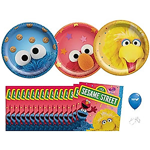 Sesame Street Birthday Party Supplies | Sesame Street Decorations | Sesame Street Tableware | Sesame Street Cake Plates | Sesame Street Balloons - Serves 16 Guests