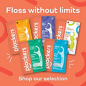 Plackers Twin-Line Dental Flossers, Cool Mint Flavor, Dual Action Flossing System, Easy Storage, Super Tuffloss, 2X The Clean, 75 Count