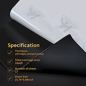 Nogevo 197mil(5mm) 18sqft 2in1 Butyl & Foam Composite Sound Deadener for Car - Enhanced Auto Vibration Dampening & Sound Deadening Mat- Automotive Heat Shield Pad for Garage Door Trunk Hood Engine