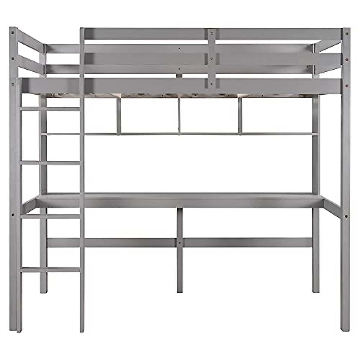 DEYOBED Twin Size Wooden Loft Bed Frame with Desk and Shelves - Create an Efficient and Stylish Workspace for Kids, Teens, and Adults